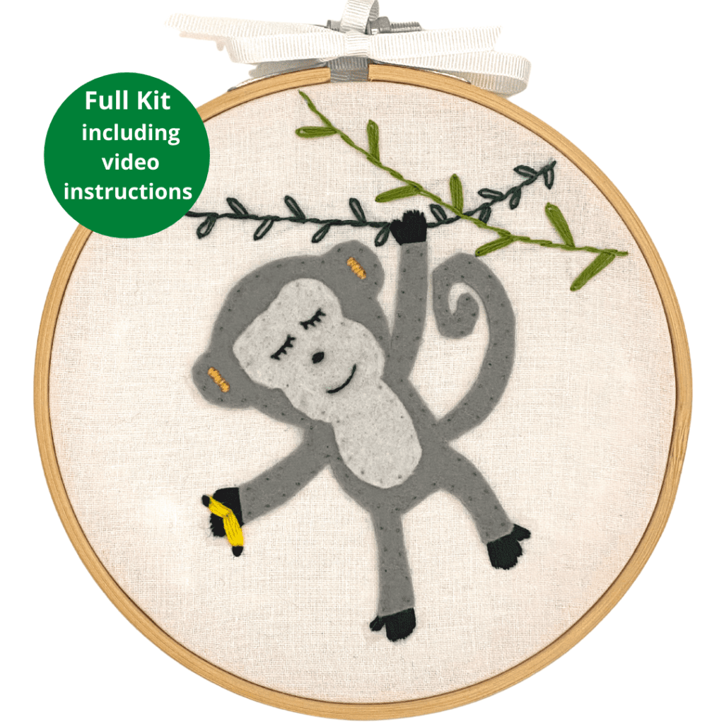 Beginners Maya the Monkey embroidery Kit for Adults & Kids - Treasure ...
