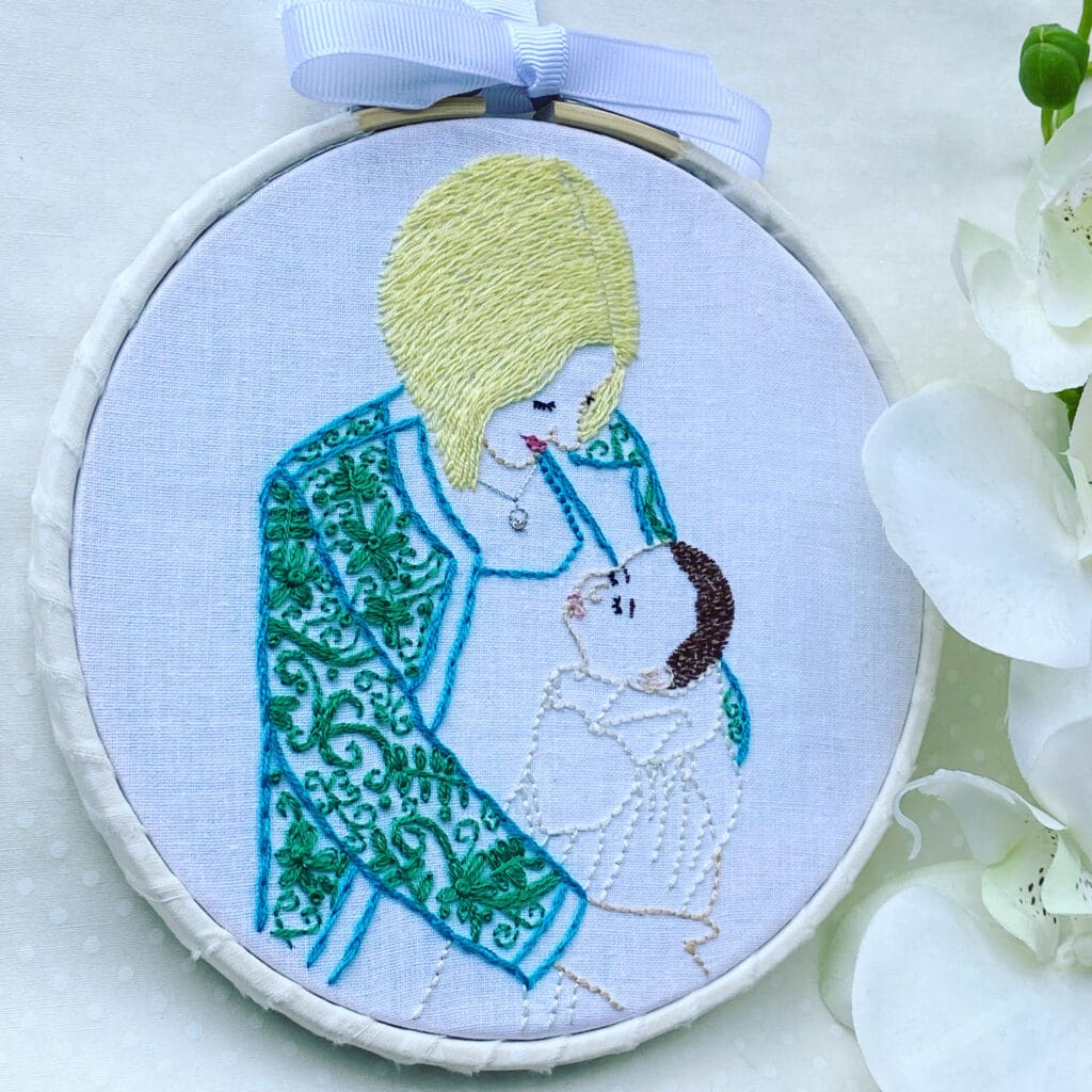 Family portrait – Hand embroidered family portrait – Custom designed ...