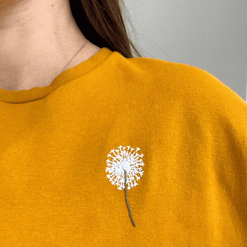 Beginners Dandelion embroidery Kit - Dandelion up-cycling kit