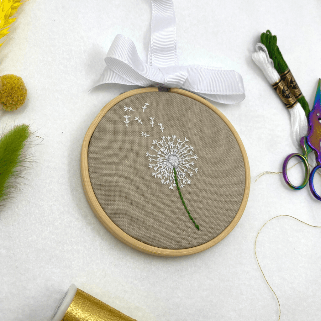 Beginners Dandelion embroidery Kit - Dandelion up-cycling kit