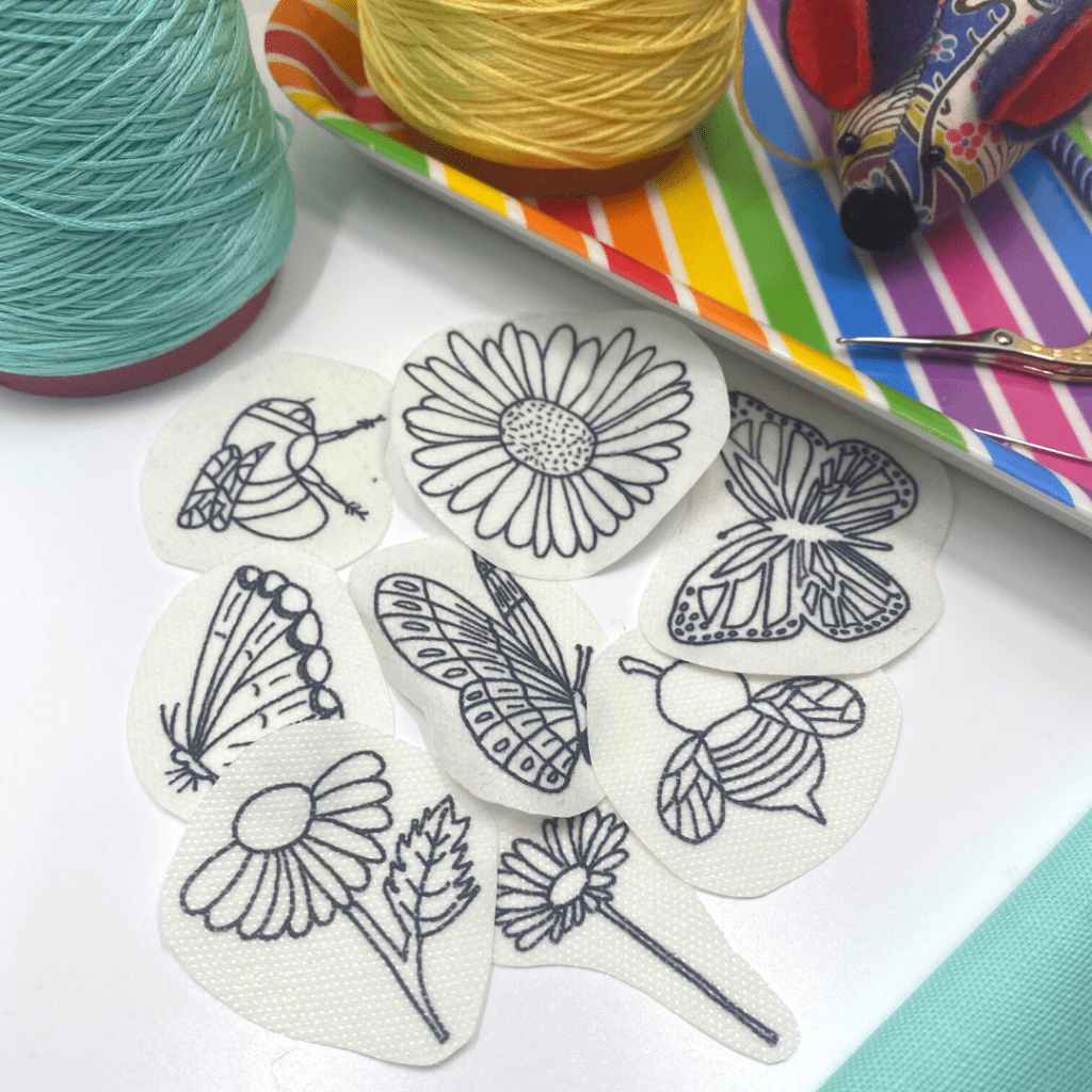 Butterflies Stick & Sew Embroidery Stickers/Patches, Bee embroidery kit ...