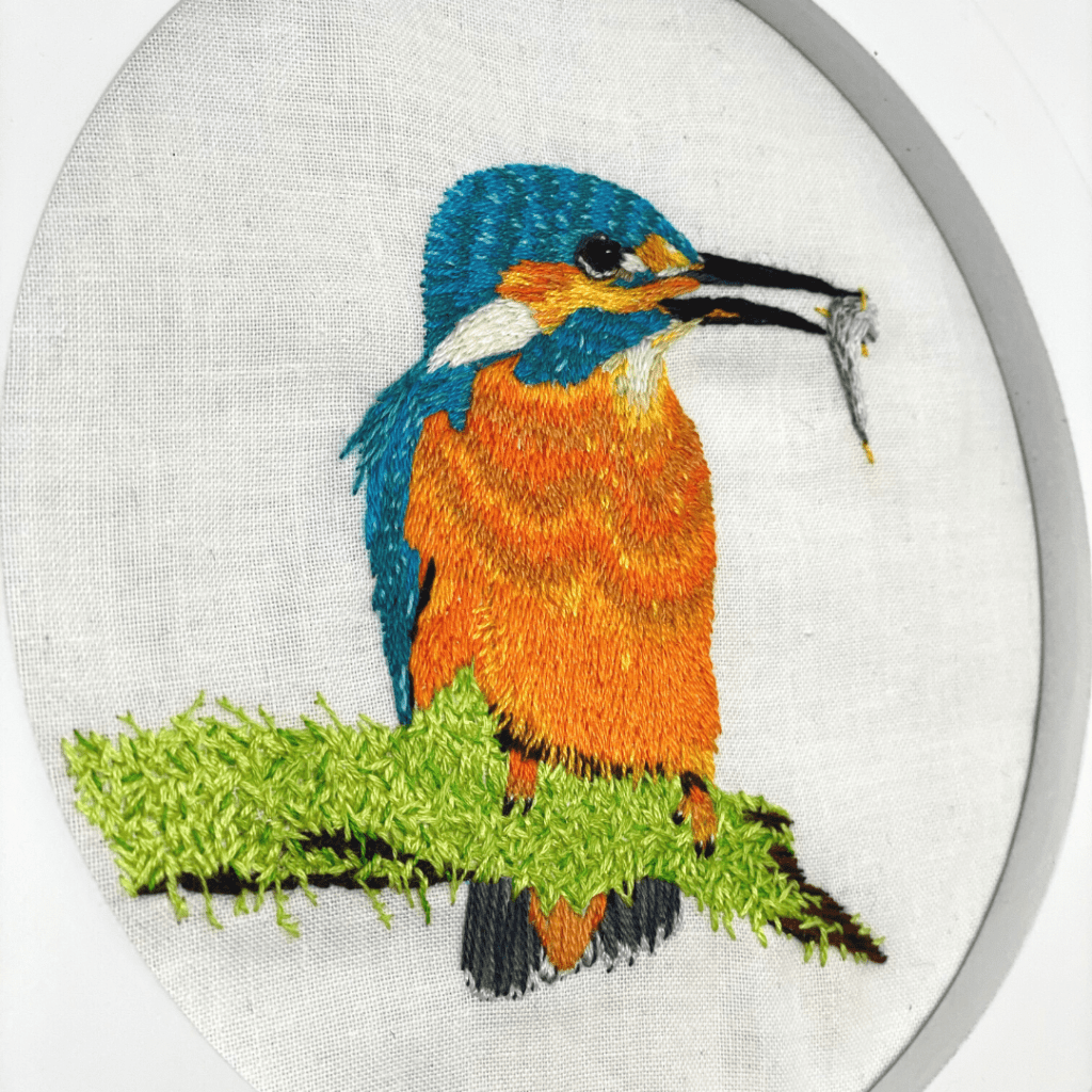 Kingfisher artwork, Kingfisher gift, Kingfisher embroidery, Kingfisher ...