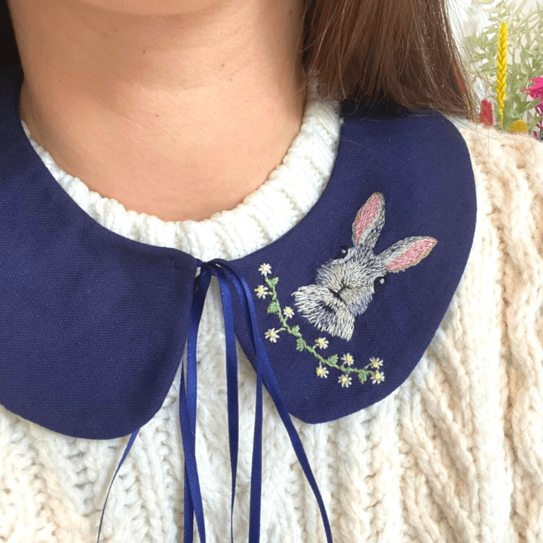 Hand embroidered Cotton Removable Collar, Detachable collar, Layering ...