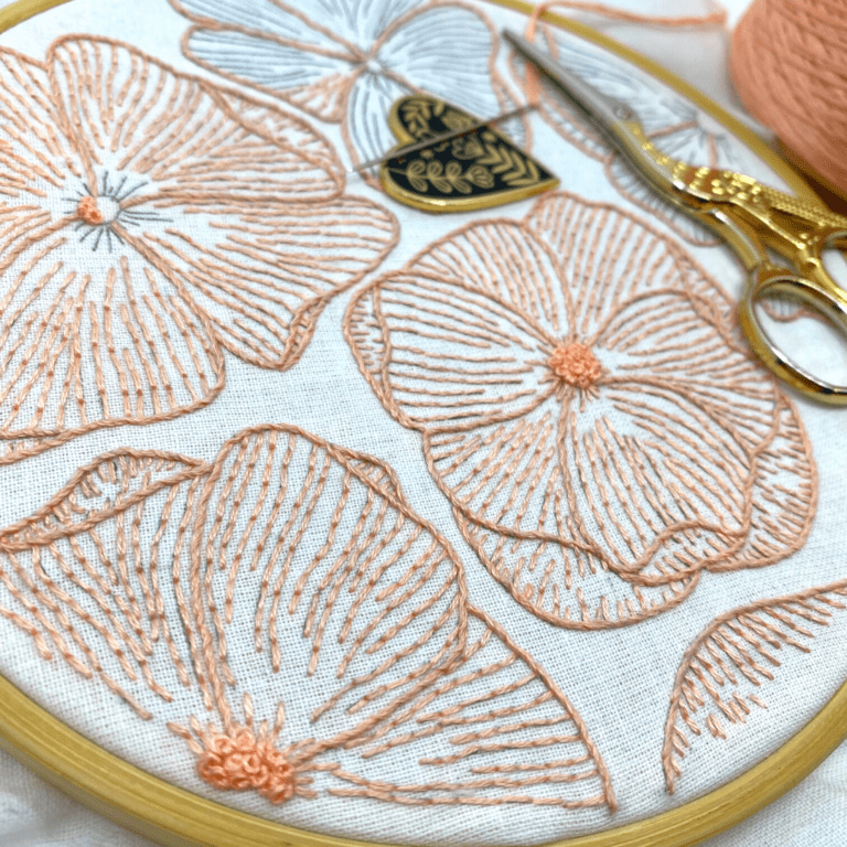 Flowers printed panel for embroidery, All over flower design, Hand ...