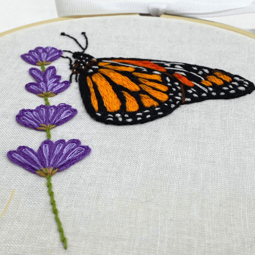 Monarch Butterfly and Lavender printed panel for embroidery- Treasure ...