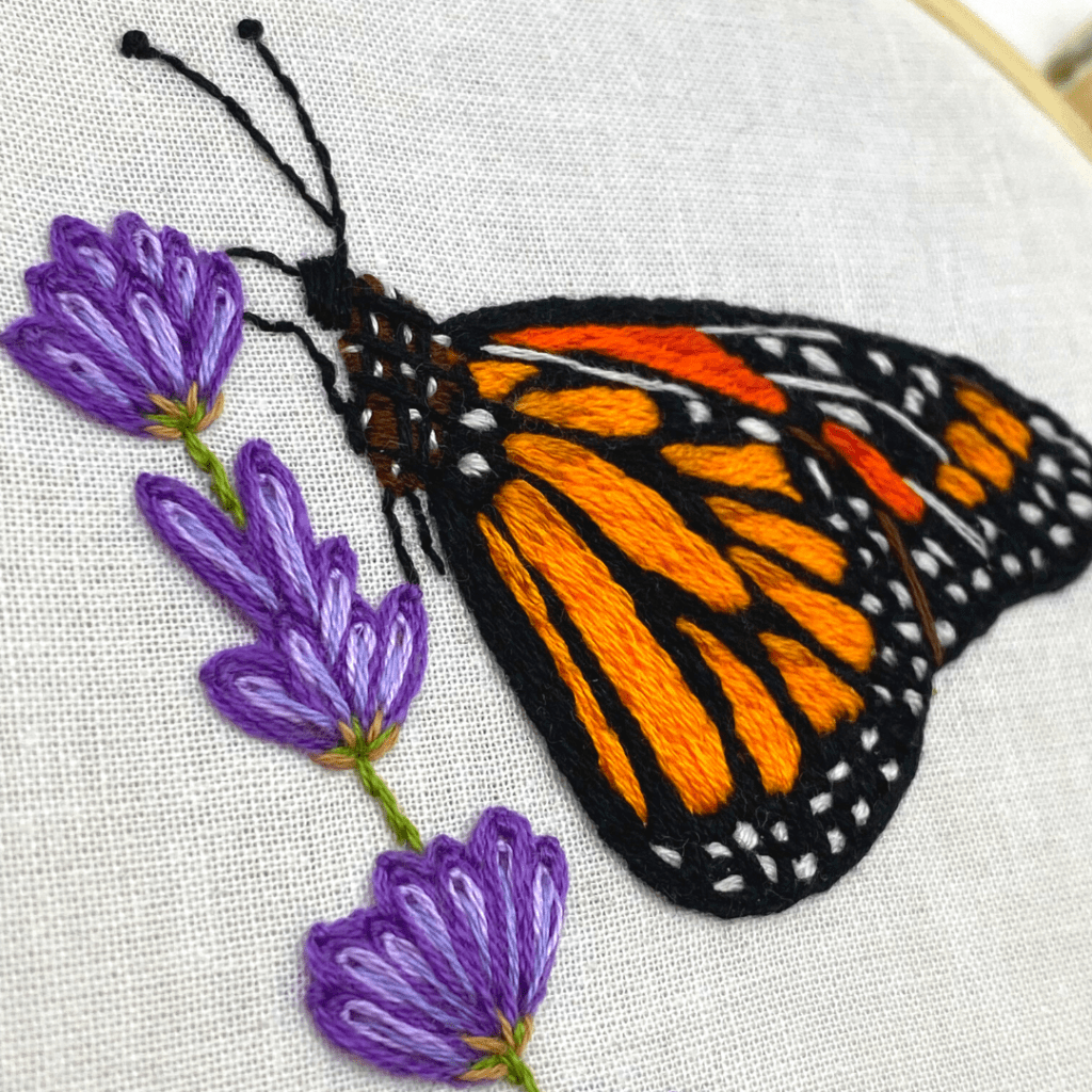 Monarch Butterfly and Lavender printed panel for embroidery- Treasure ...