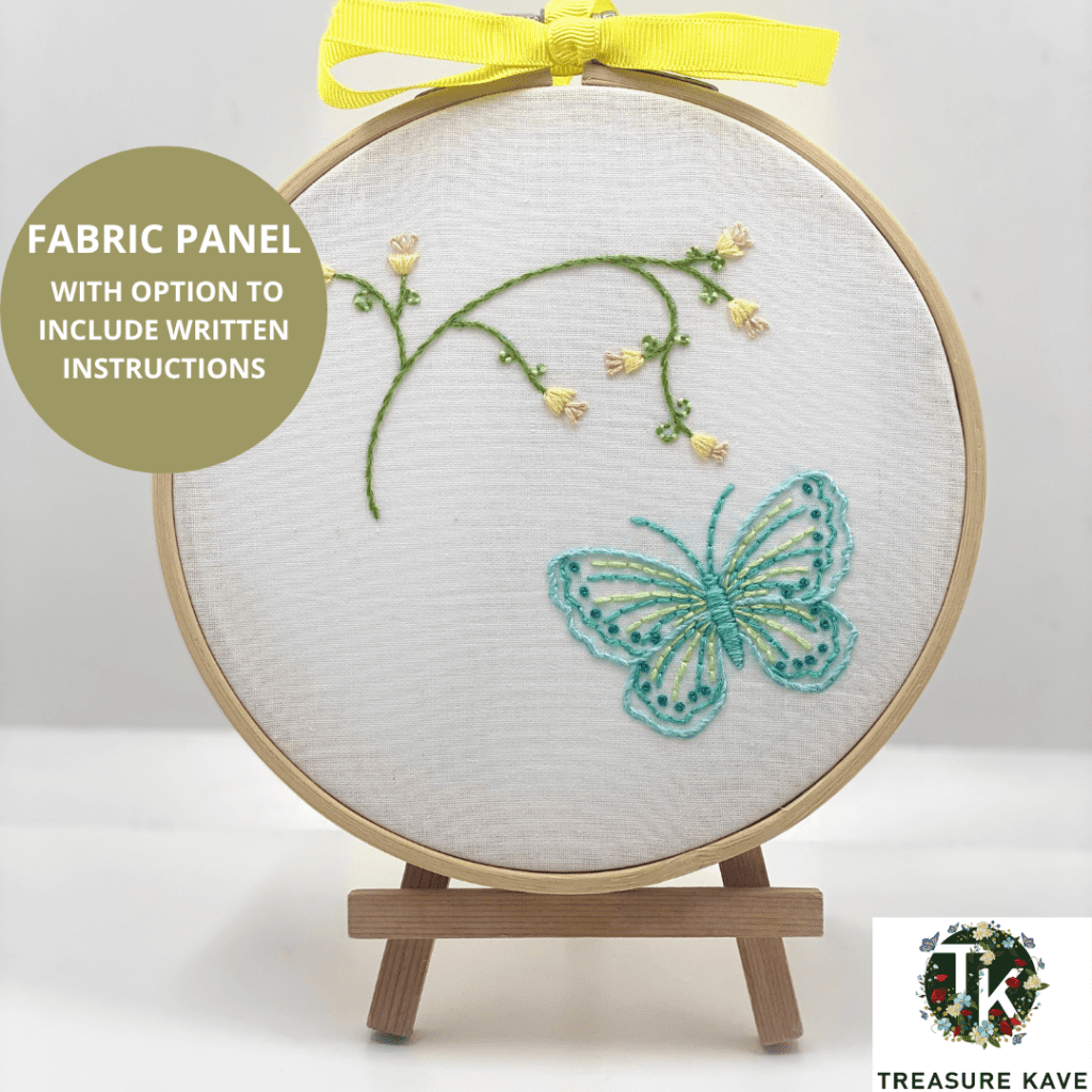 Butterfly Embroidery Panel and Pattern PDF download - Treasure Kave