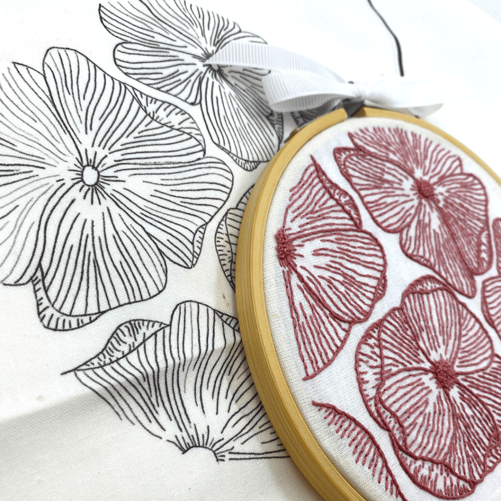 Flowers printed panel for embroidery, All over flower design, Hand ...