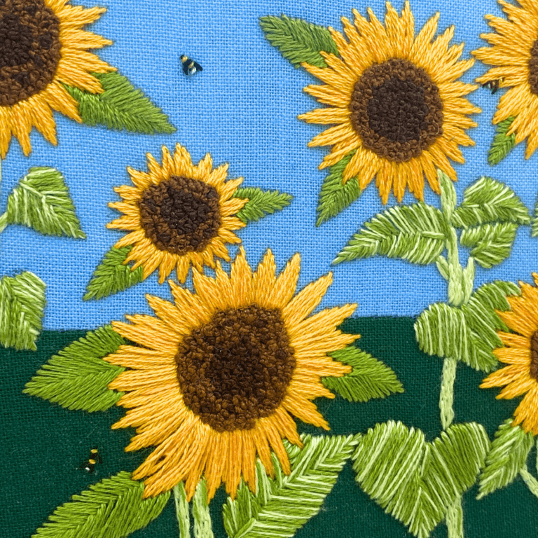 Sunflower field embroidery on demand course, Sunflower Hand embroidery ...
