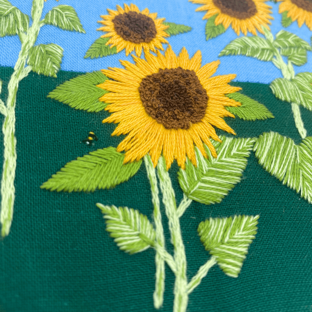 Sunflower field embroidery on demand course, Sunflower Hand embroidery ...