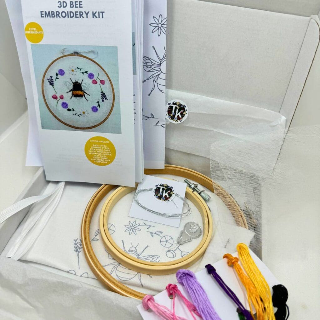 3D Bee Embroidery Kit, Stumpwork embroidery kit, Craft gift ...