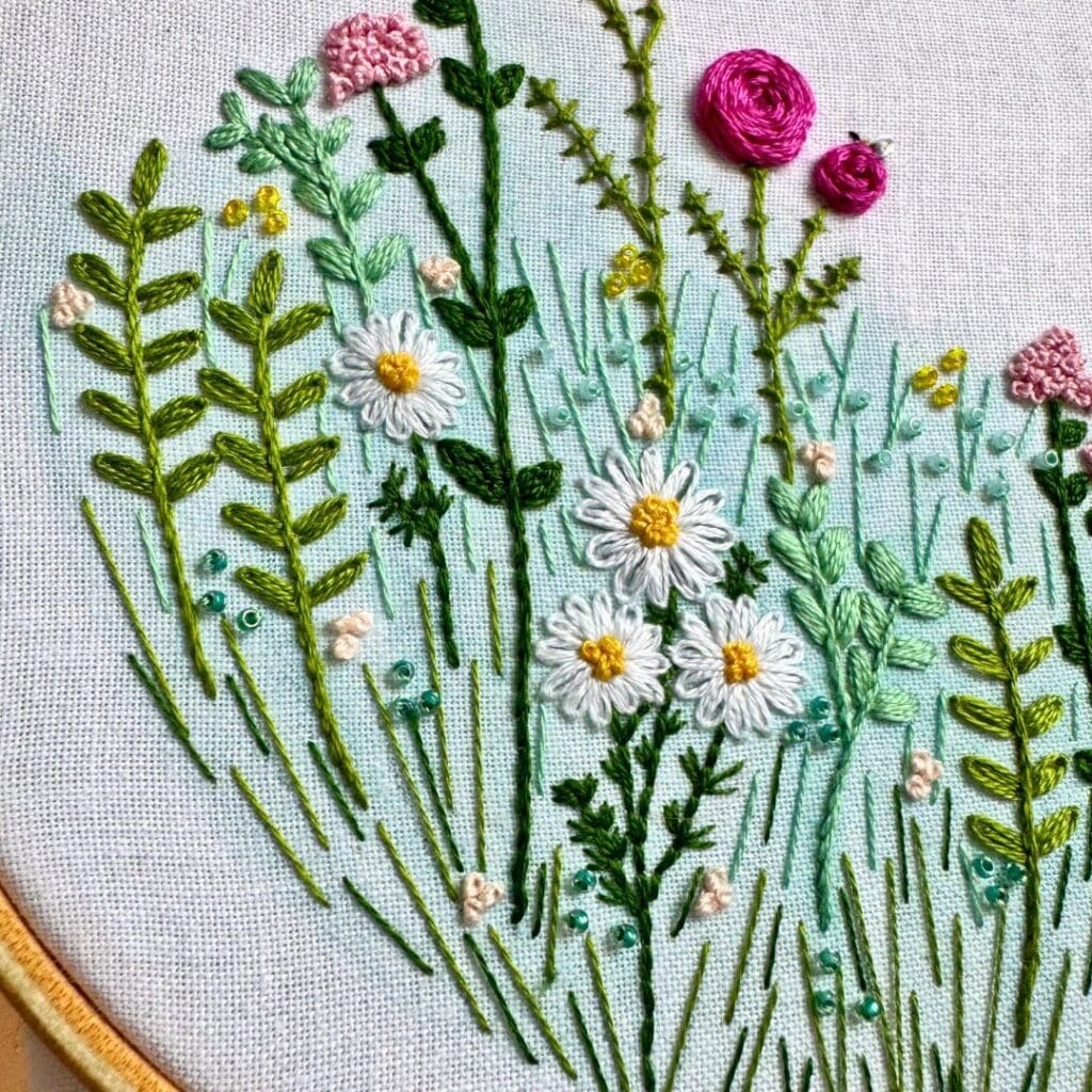 Flower Garden Embroidery Kit, Beginner flower embroidery kit, Craft ...