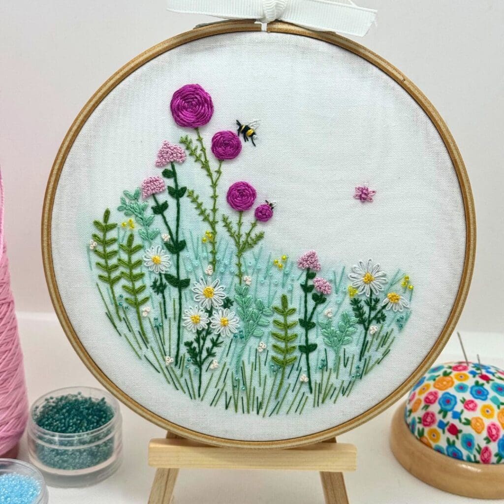 Flower Garden Embroidery Kit, Beginner flower embroidery kit, Craft ...