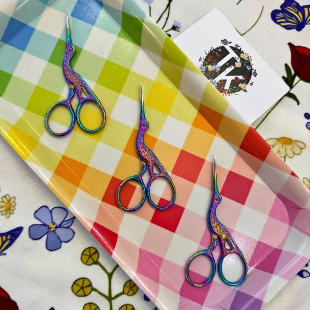 Janome 3.5″ Rainbow embroidery scissors - Treasure Kave Embroidery